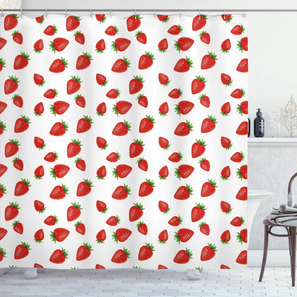 Satın alın Pink Strawberry Shower Curtain for Bathroom Watercolor ...