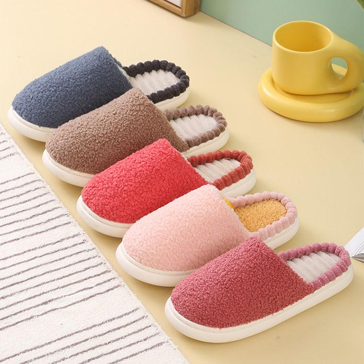 Buy Women and Men Plush Warm Slippers Home Thick Bottom Indoor and ...