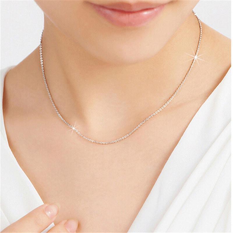 Buy Women Fashion Simple Sterling Silver Round Cable Chain at ...
