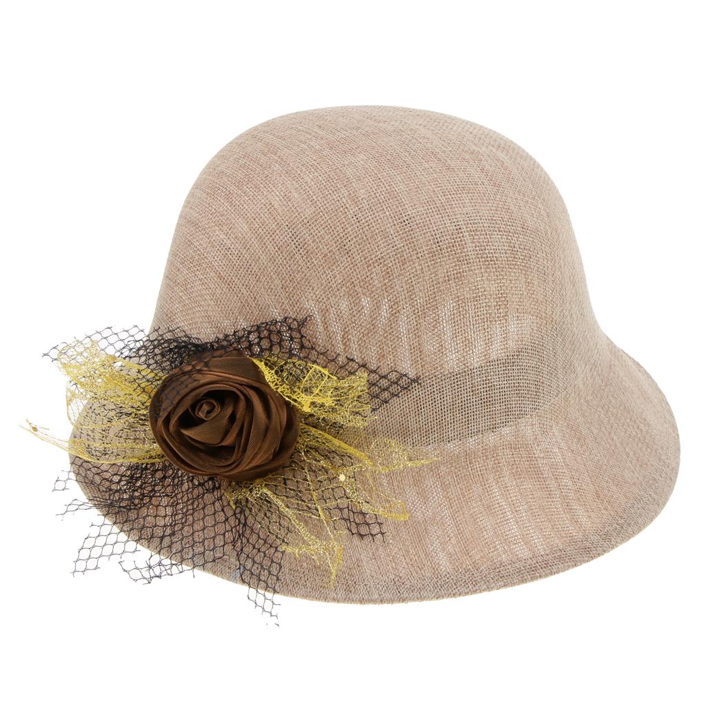 Buy Ladies Flax Fashion Straw Beach Fisherman Sunhat Flower Billycock ...