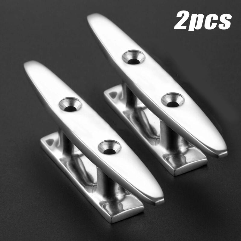 Buy 2x Silver Boat Cleat Stainless Steel 316 Polishing 100mm 4 inch ...