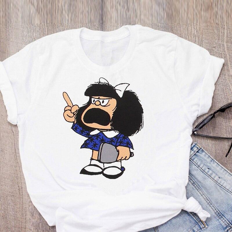 Buy Mafalda Cartoon Graphic Print T-Shirt Women Short Sleeve Casual ...
