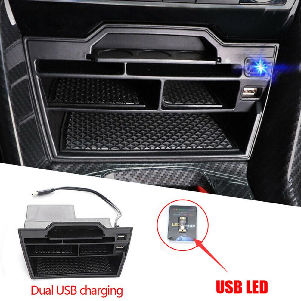 Matt Black Car Interior Console Central Storage Box With 2 USB For ...