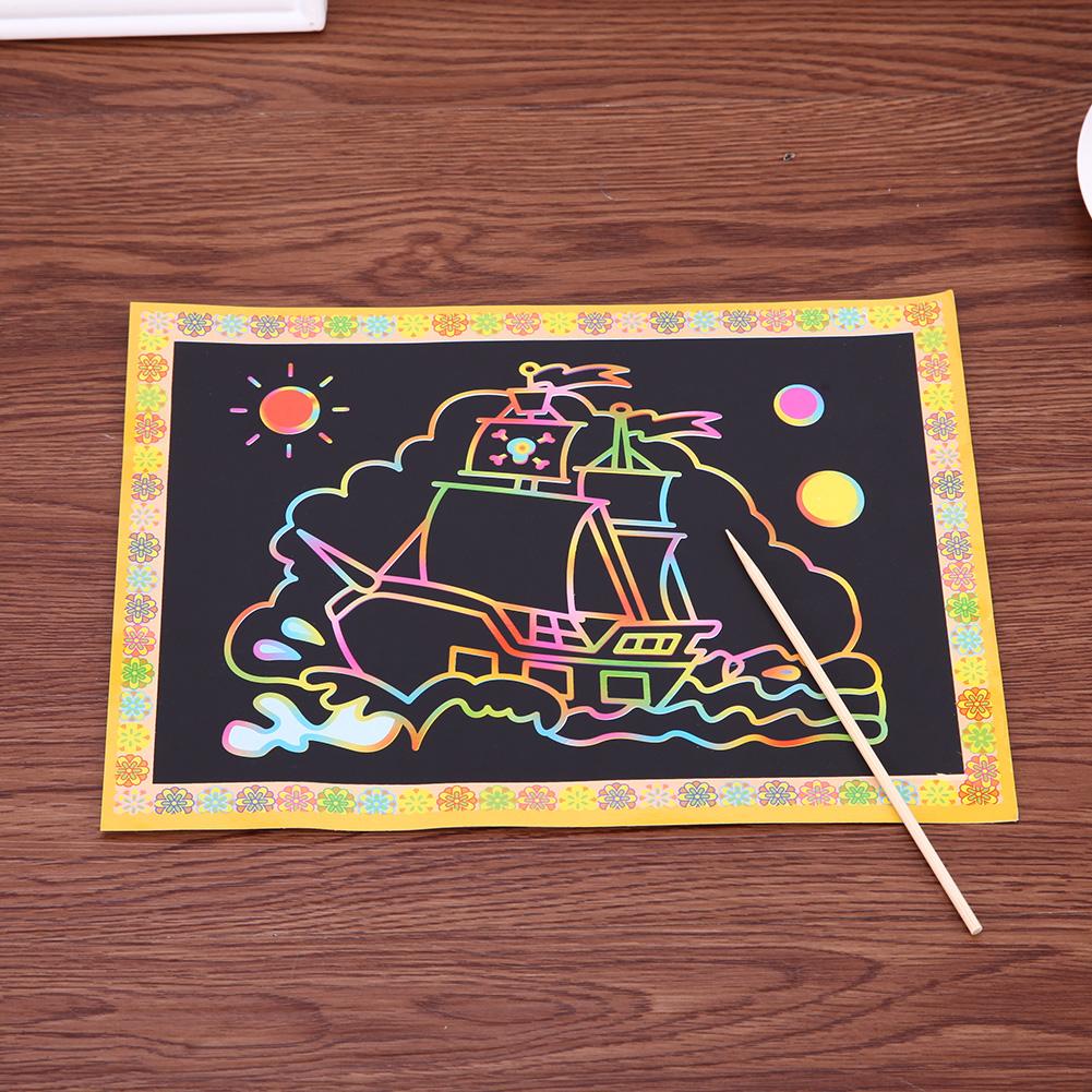 Buy A4 DIY Scraping Drawing Card Single Side Children Painting Card ...