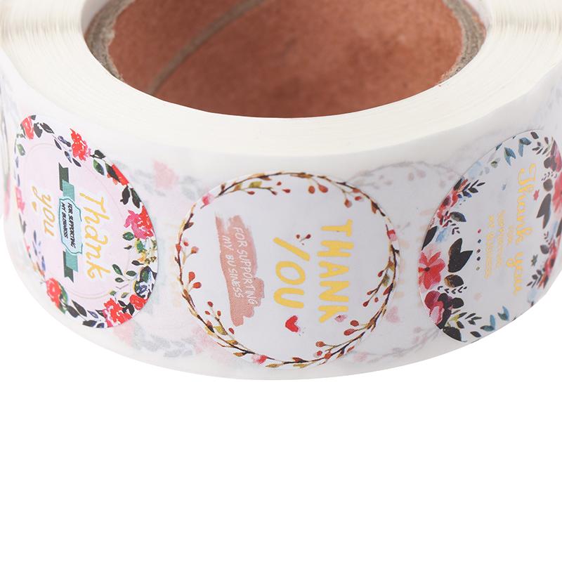 500Pcs/Roll Paper Seal Label Thank You Stickers Custom Gift Box Bake ...