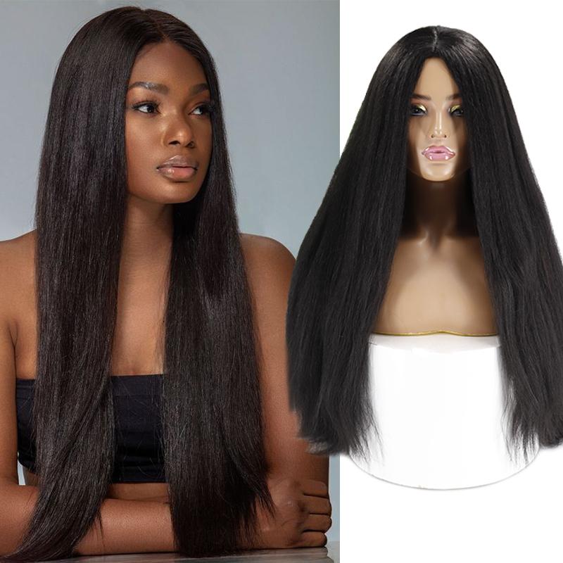 Buy XINRAN Afro Women Fashion Long Kinky Straight Yaki Hair Wig Without ...