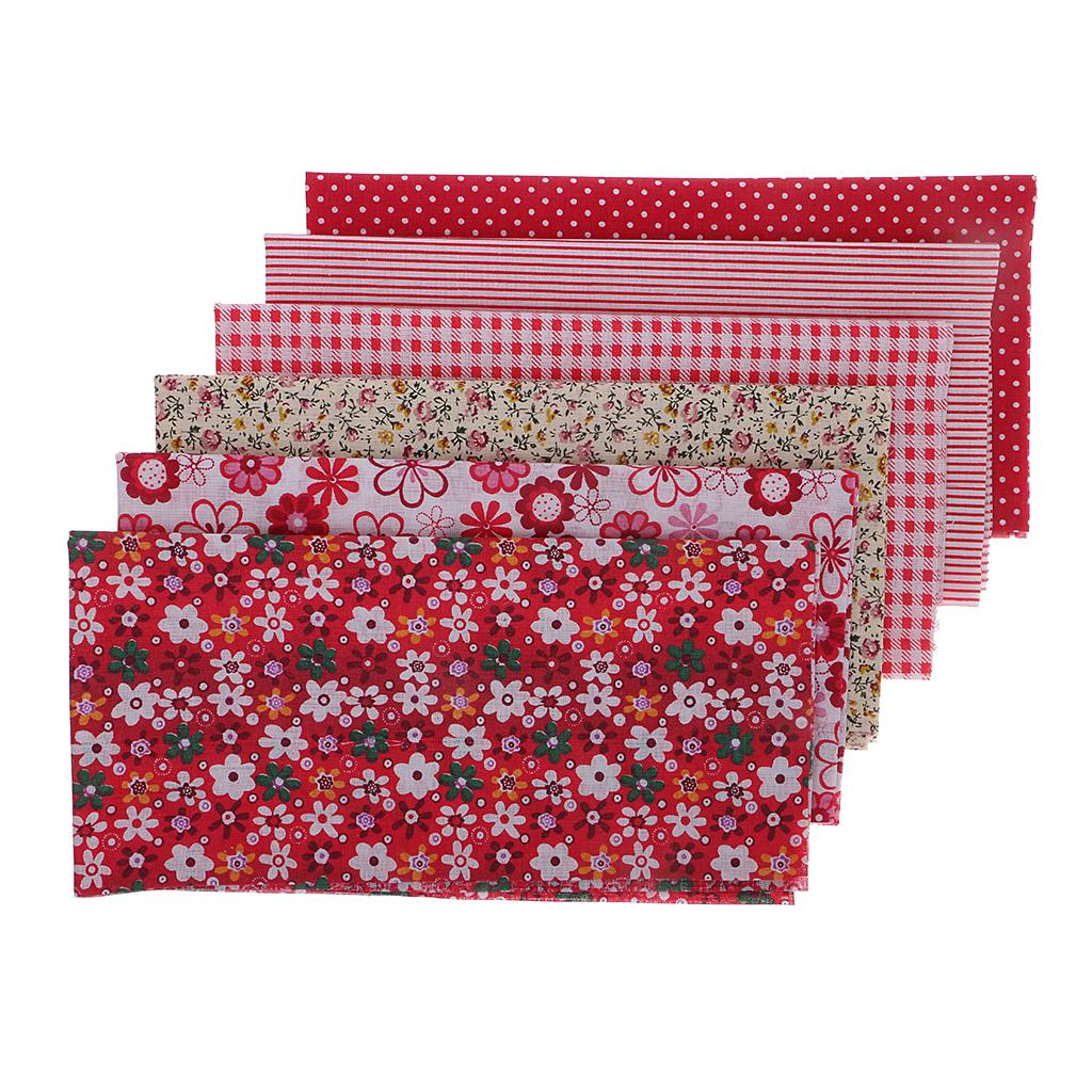 Buy 6Pcs Print Cotton Fabric Patchwork For DIY Craft Sewing Vintage Red ...