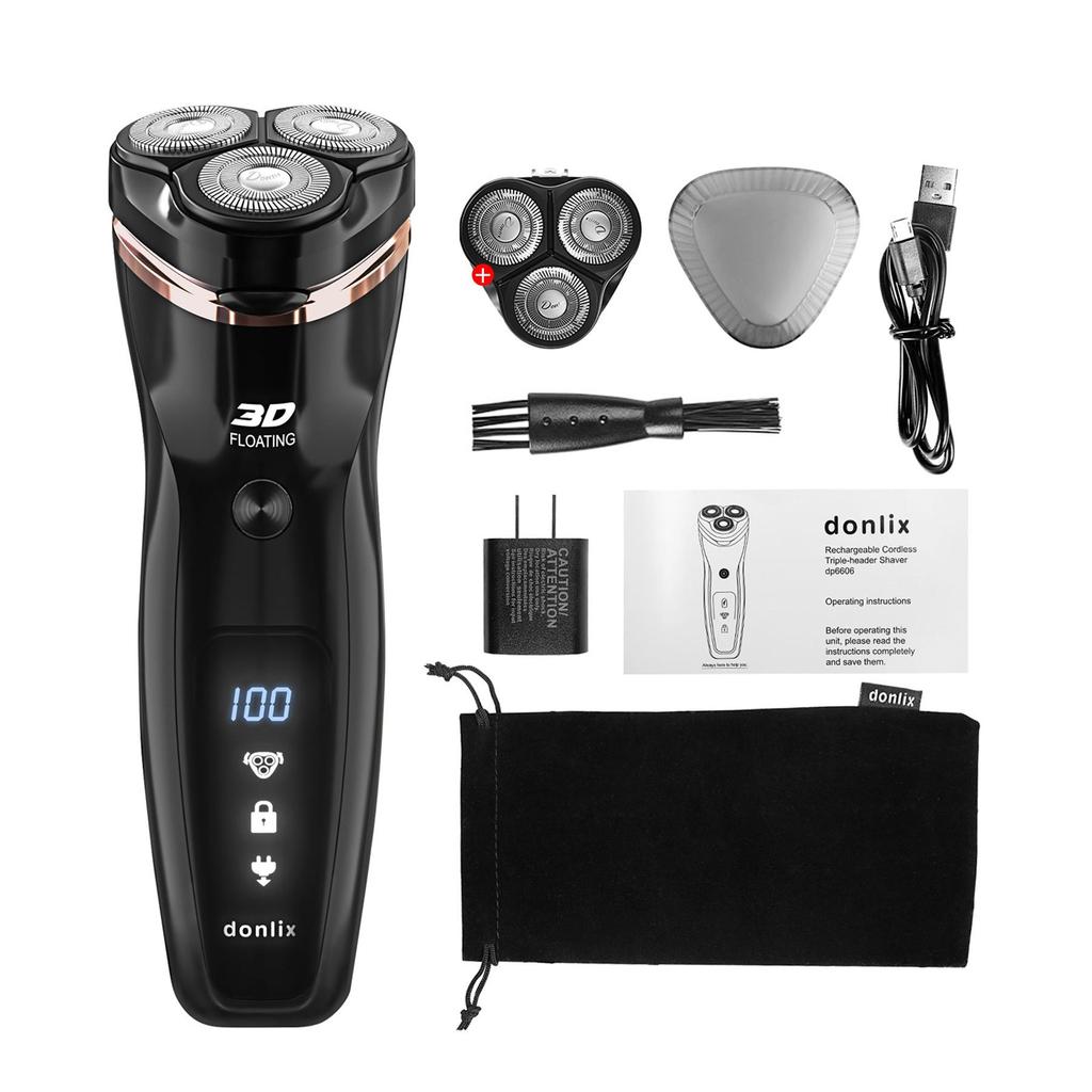 Buy DONLIX Electric Shaver Rechargeable 100% Waterproof Men's Rotary ...