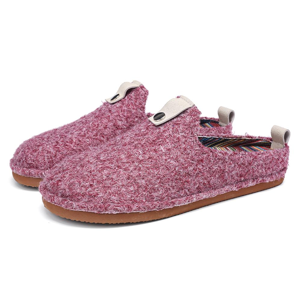 Buy SOCOFY Women Solid Color Home Slippers Metal Buckle Cotton Slip On ...