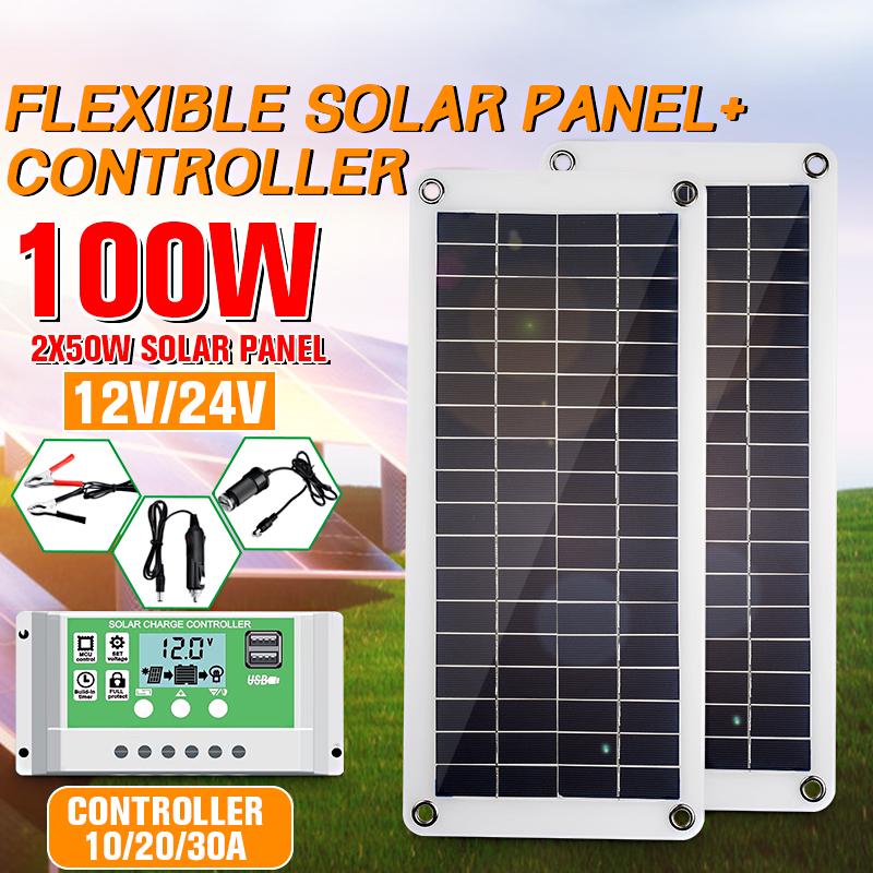 Buy 50w 30w Solar Panel With 10/20/30A PWM Controller 18V 12V 24V Light ...