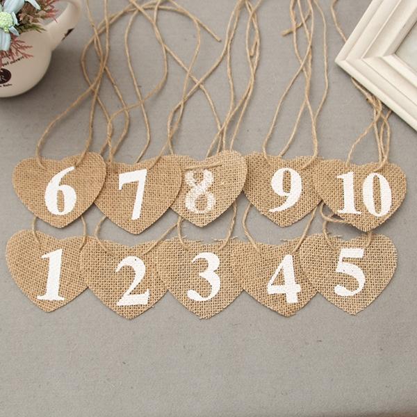 Buy 10pcs Vintage Wedding Table Numbers 1-10 Heart Shape Banner Decor ...