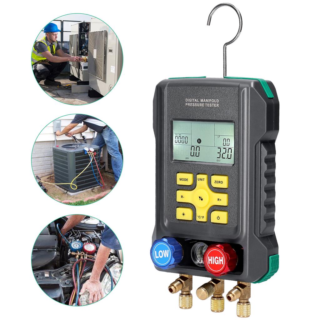 Pressure Gauge Refrigeration Digital Vacuum Pressure Manifold Tester ...