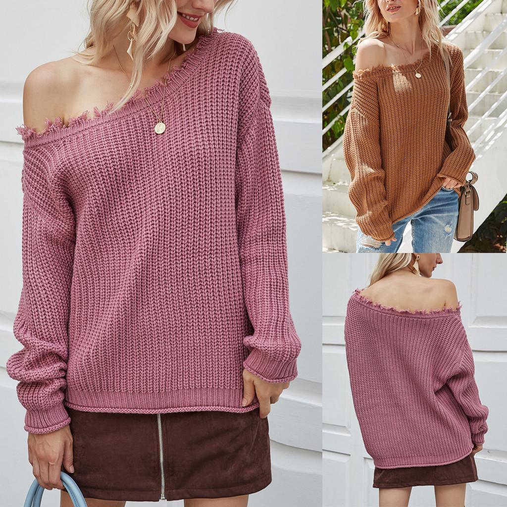 Buy CAMERA Women Fashion O-neck Strapless Pullover Solid Color Long ...