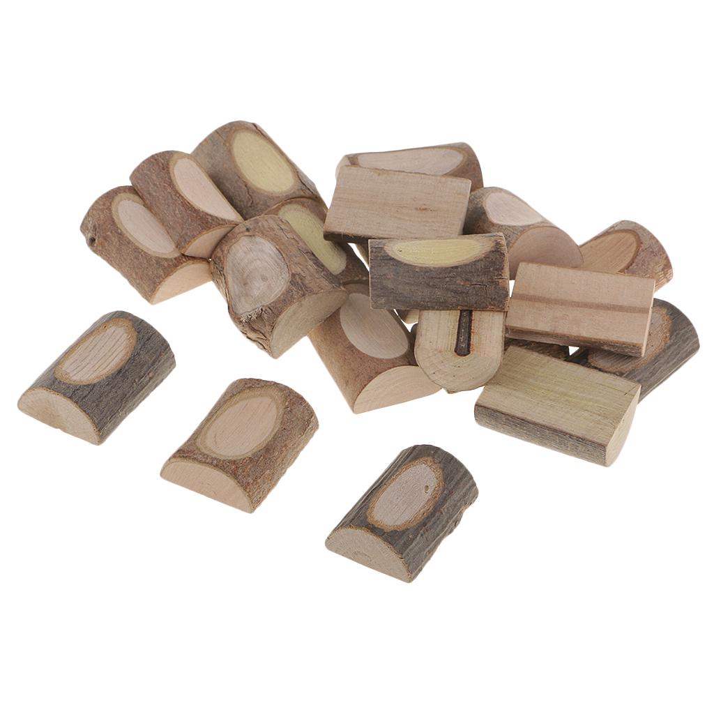 20 Pieces Natural Tree Blocks Log Wood Slices Rustic Wedding Home ...