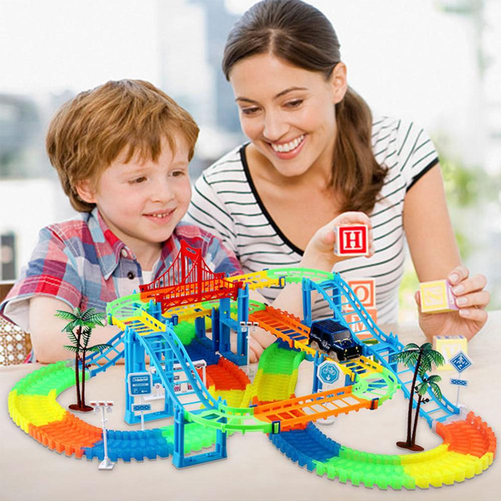 Buy Flexible Railway Tracks Car Toys DIY Magical Track Road Set Rail ...
