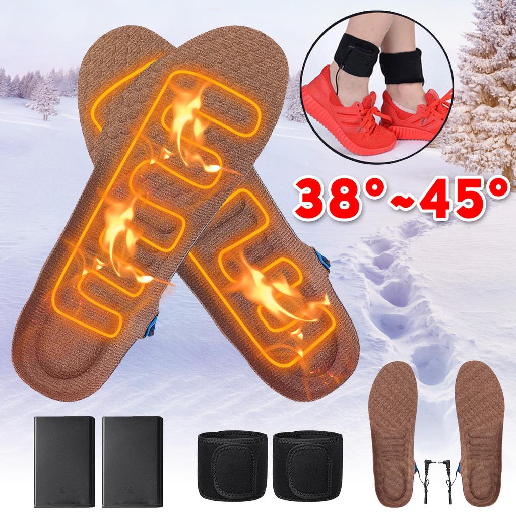 Battery Electric Foot Heated Shoe Winter Snow Warmer Pad Boot Insoles ...