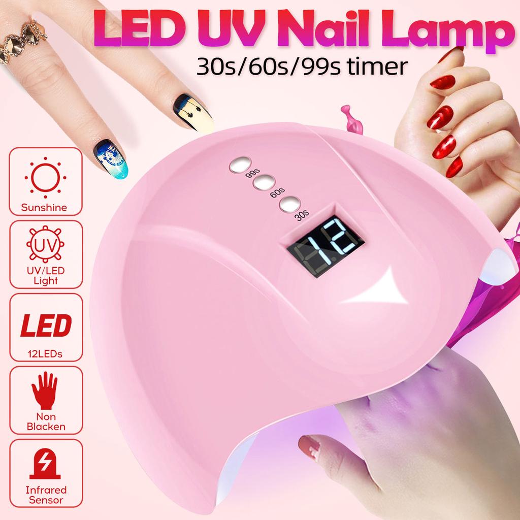 Buy LCD Display 12 LEDS Auto Sensing 10s Model UV LED Nails Lamp Dryer ...