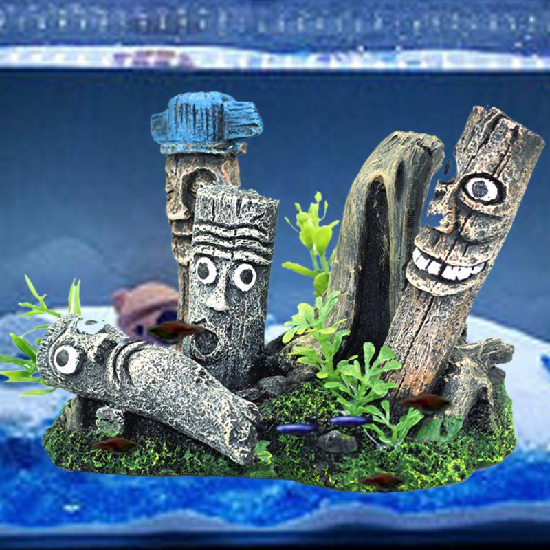 Buy Easter Island Moai Portrait Aquarium Fish Tank Landscaping ...