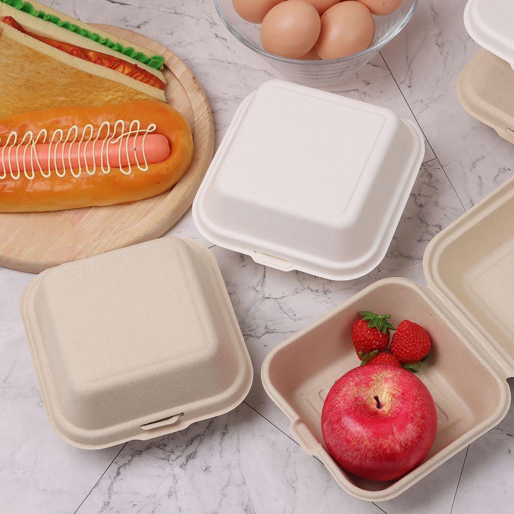 Buy Packaging Degradable Disposable Bento Boxes Hamburger Tray Lunchbox ...