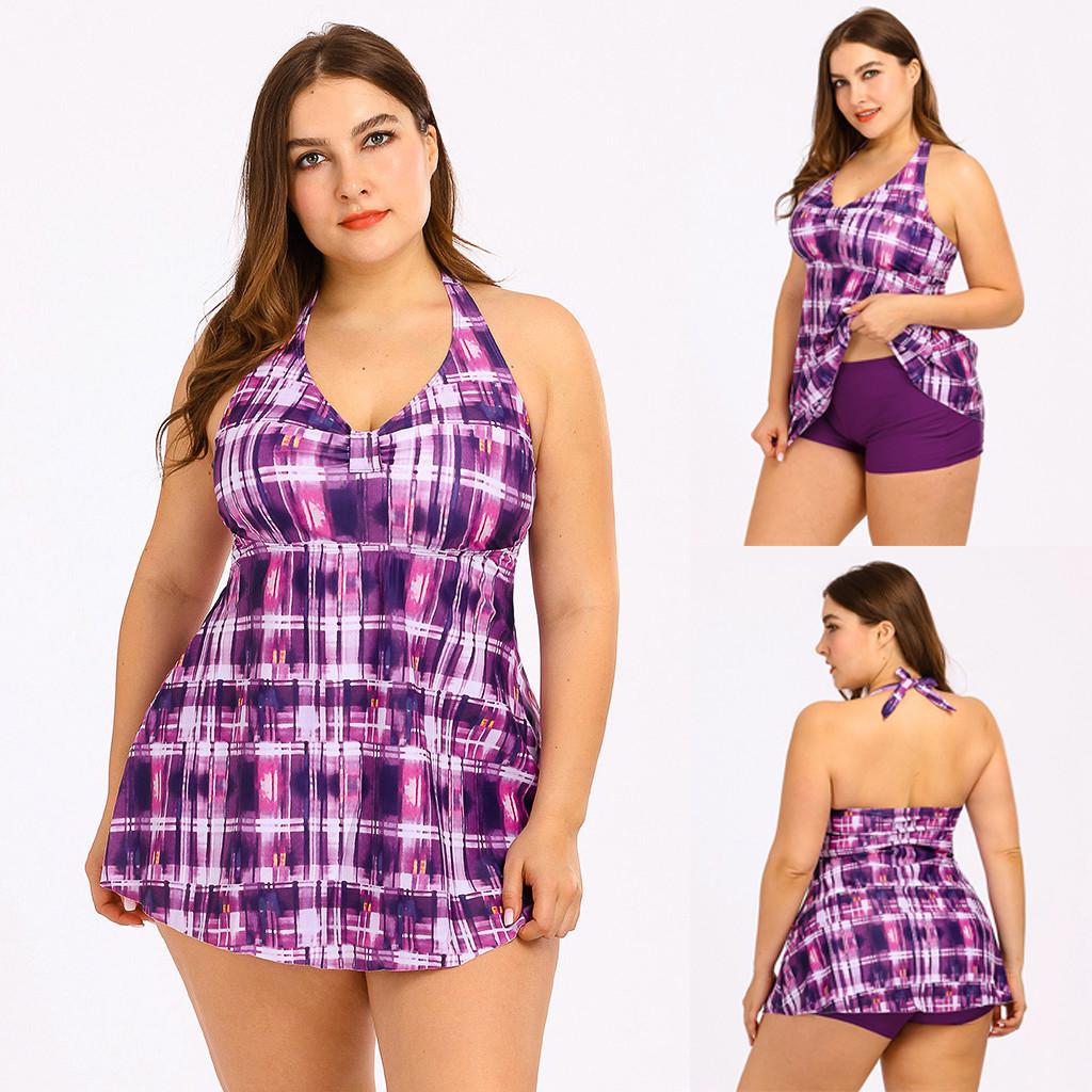 Buy Women Sexy Boho Print Tankini Set Two Piece Swimsuit Plus Size ...