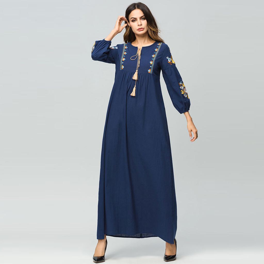 Buy Women's Middle Eastern Long Dress National Robe Abaya Islamic ...