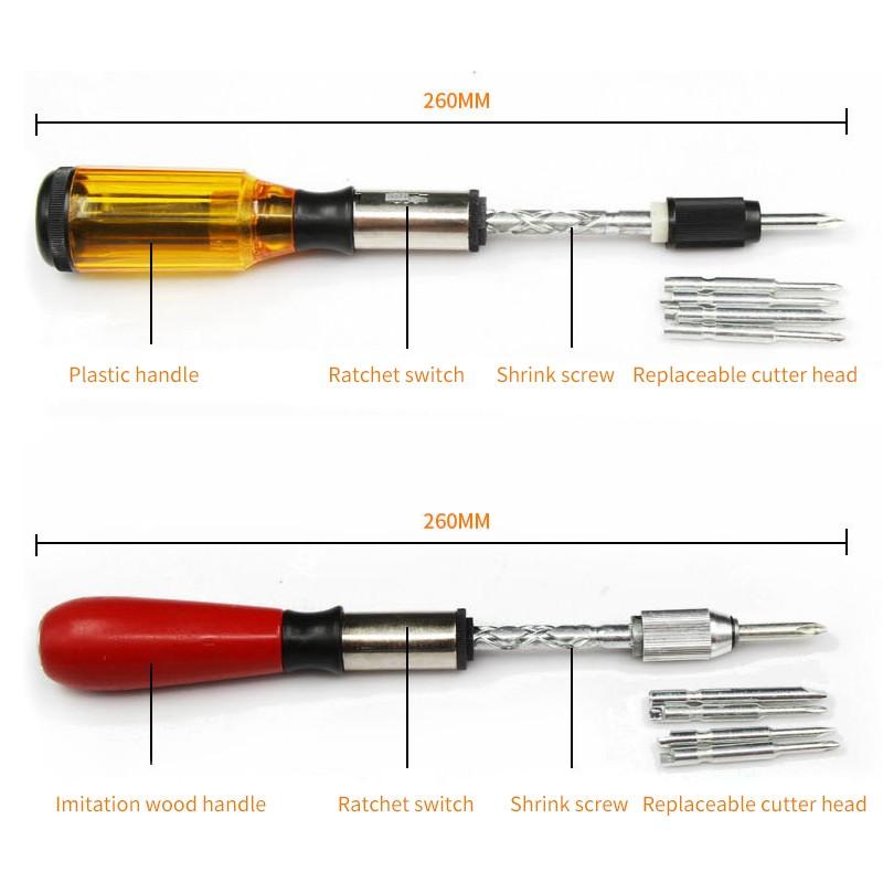 Buy 260MM Hand Pressing Spiral Push Pull Ratchet Screwdriver Semi ...