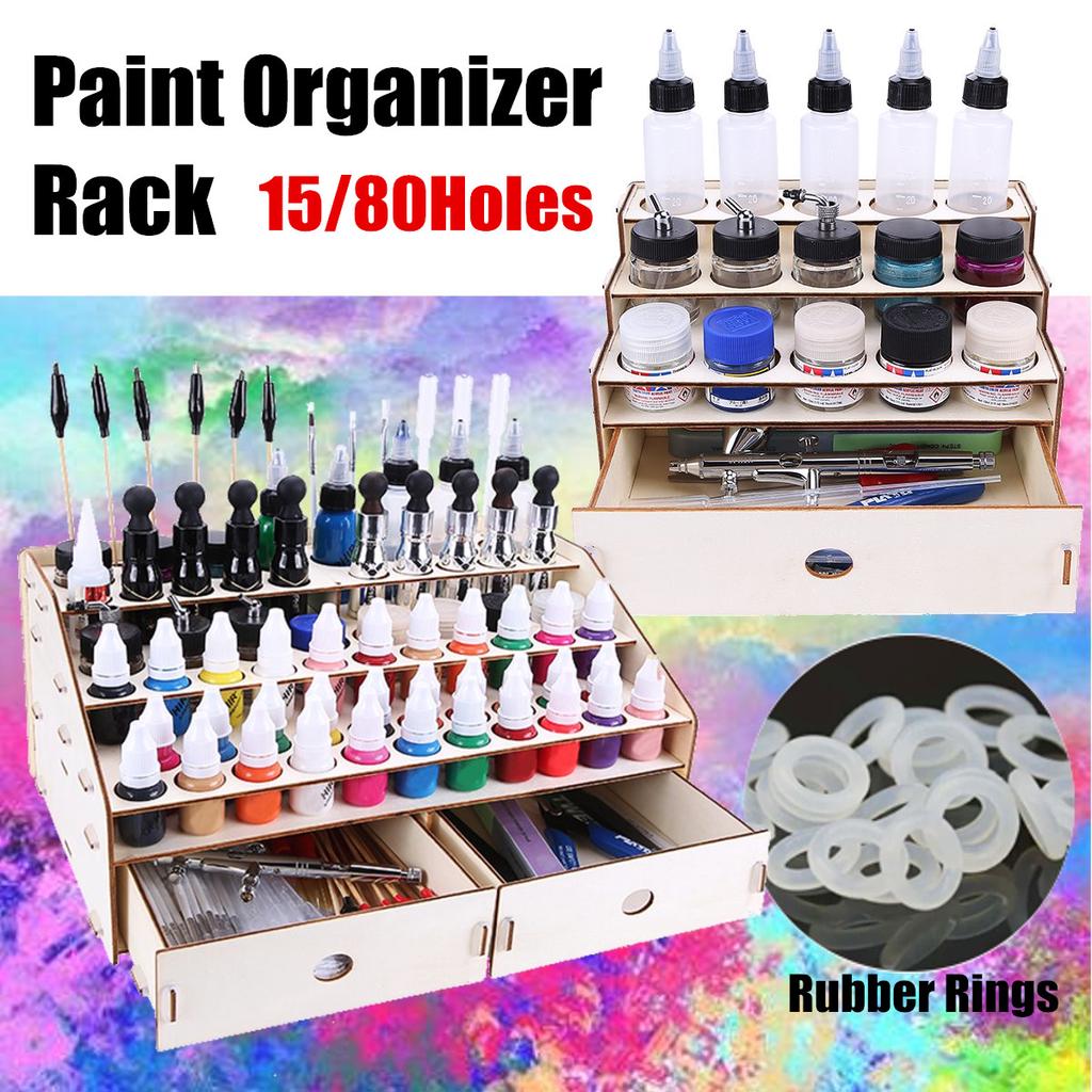 Buy Wooden 3 Layers Pigment Bottle Drawer Storage Organizer Color Paint ...