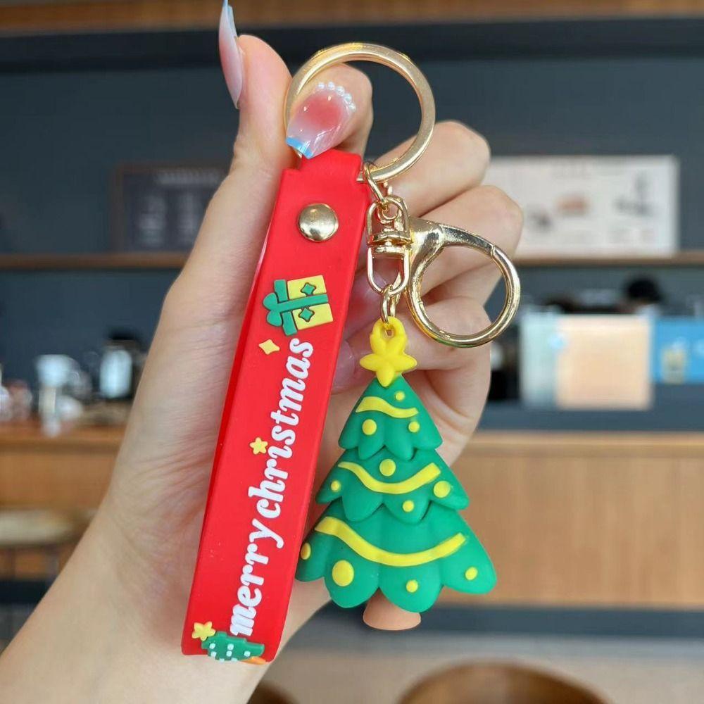 Gifts Santa Claus Xmas Tree 3D Doll Keychain New Year Keychain Car Keys ...