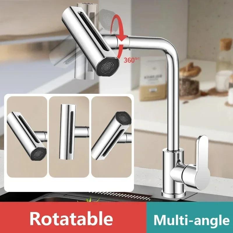 Buy Waterfall Kitchen Faucet Stainless Steel 360° Rotating Waterfall ...