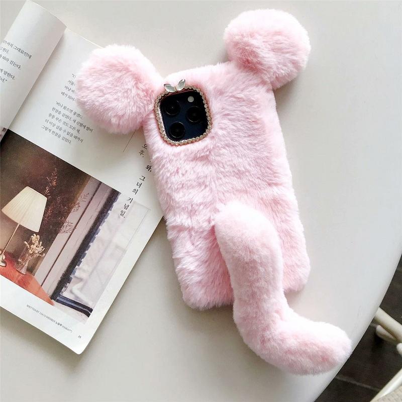 Buy Cute Furry Fluffy Mouse Phone Case For iPhone 12 11 Pro SE2020 ...