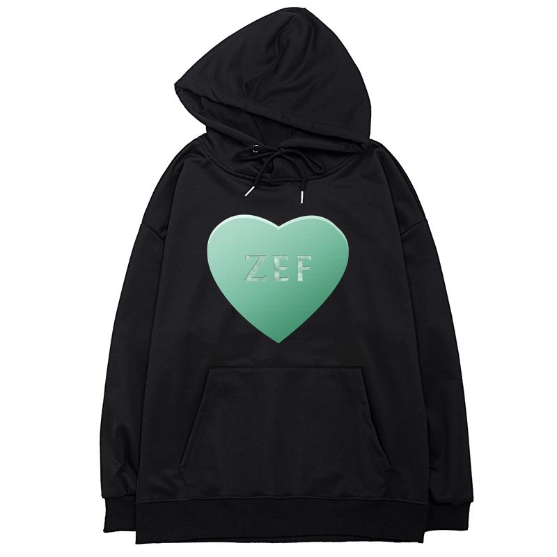 Zef Candy Heart Mint Printed Black Autumn And Winter Hoodie Long ...