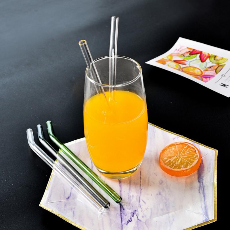Cheap Glass Straws Clear Bent Reusable For Smoothies Juice With Free