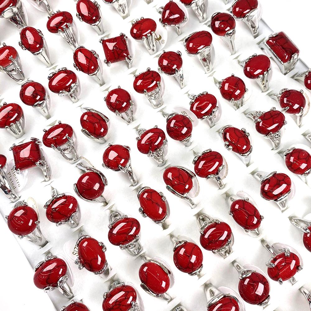 Buy 20Pcs/pack Mix-style Red Turquoise Ring Gemstone Charms for Elegant ...