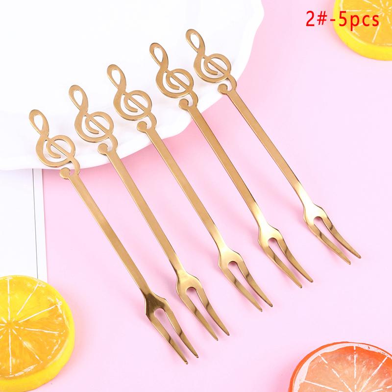 Cheap 5Pcs Musical Note Fruit Forks Stainless Steel Two/Three Tooth ...