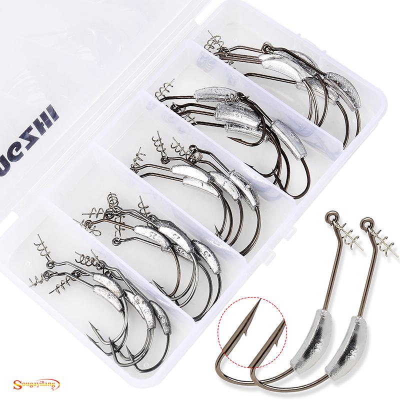 Buy Sougayilang 25pcs Fishing Hooks Super Hard Sharp Hooks Worm Hook ...