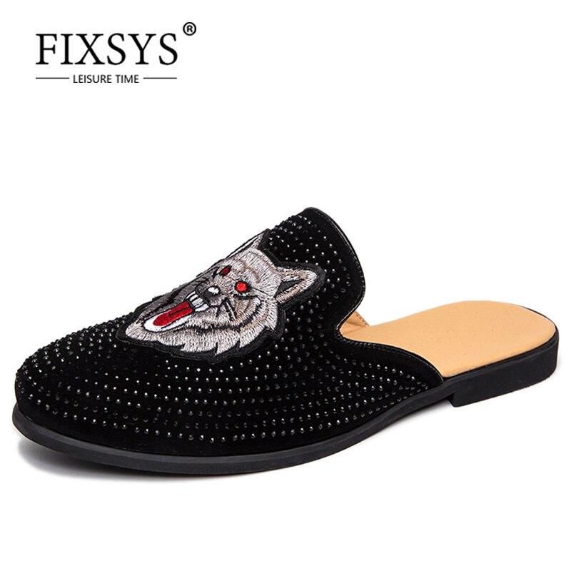 Buy FIXSYS Diamond Design Men Mules Bling Half Shoes for Man Summer ...