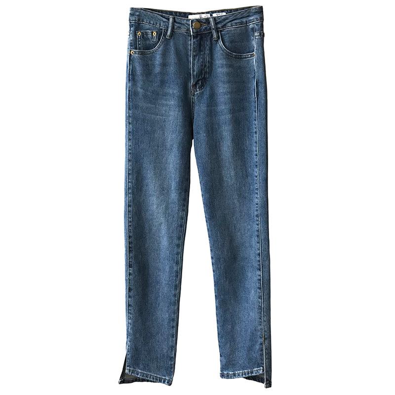 Women Fashion Elastic Skinny Jeans High Waist Slim Fit Nine-point Jeans ...