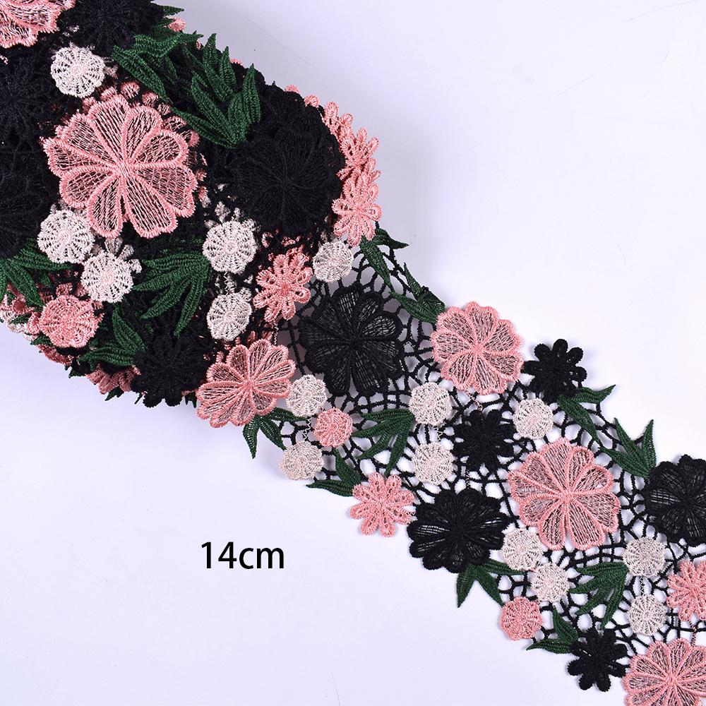 Buy 1 Yard Red Flower Lace Trim Fabric Embroidered Applique Sewing ...