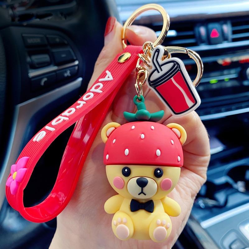 Cute Strawberry Watermelon Fruit Bear Cartoon Keychain uygun fiyatlı ...