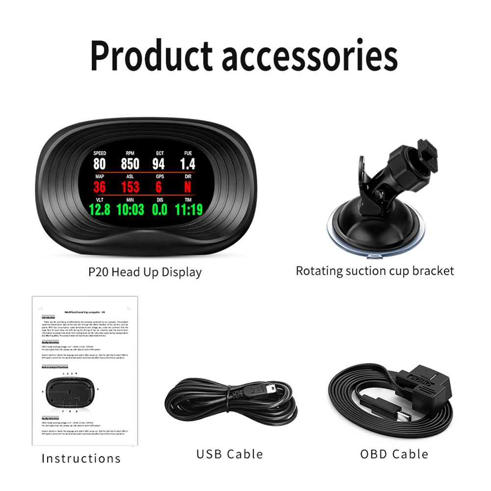 Buy P20 Car HUD OBD2 GPS Head Up Display +GPS Navigation Overspeed ...