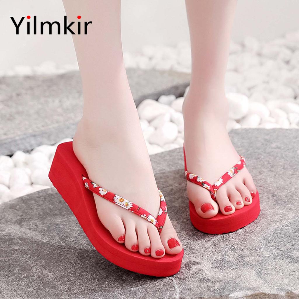 Buy Women 'S Beach Flip Flops Fashion Popular High Heeled Platform ...