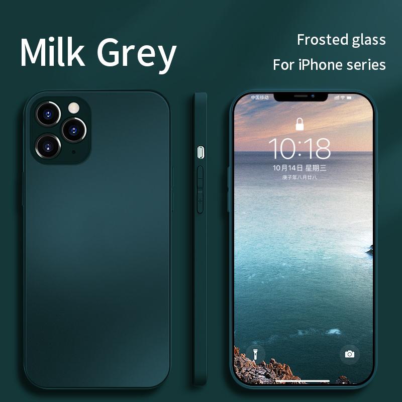 Buy Frosted Tempered Glass Original Square Phone Case For iPhone 12 11 ...