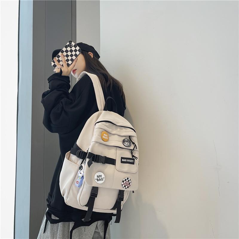 Buy Simple Solid Color Waterproof Backpack For Teen Large Capacity Book ...