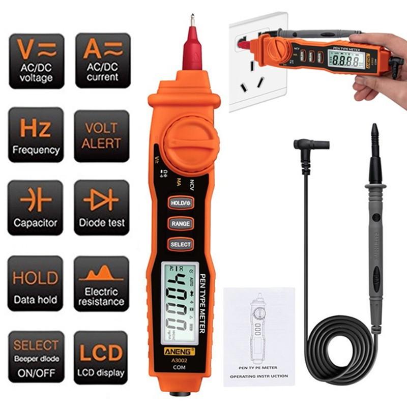 Compre Voltmeter Ammeter With Test Probe Non-Contact Electrical Digital ...