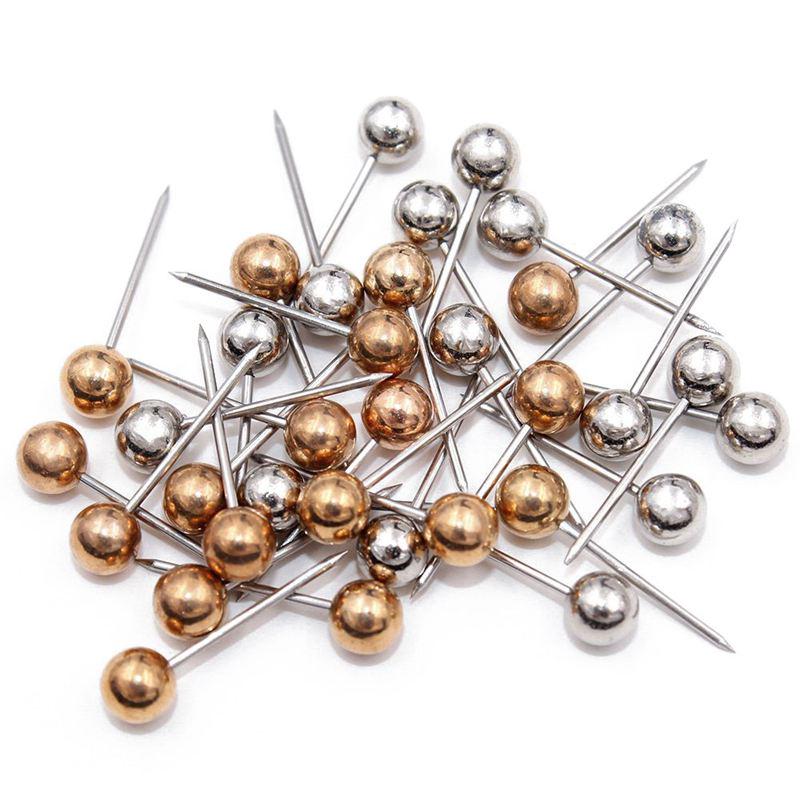 400pcs Map Tacks Push Pins, 3/5-Inch Shining Plastic Sphere Head with ...