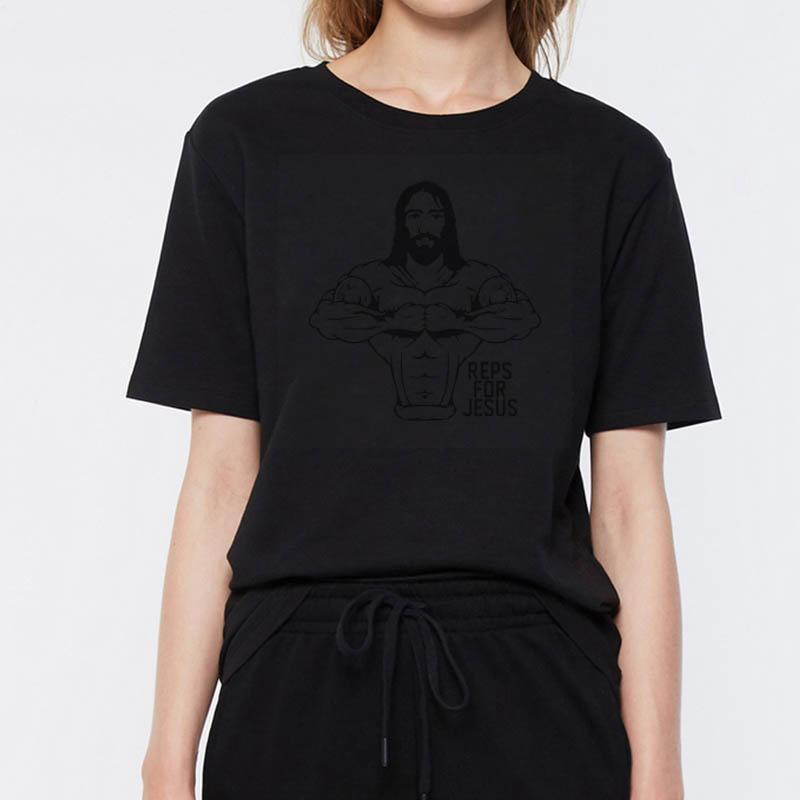 Buy Reps For Jesus Print Women Black TShirt Size S-4XL Short Sleeve ...