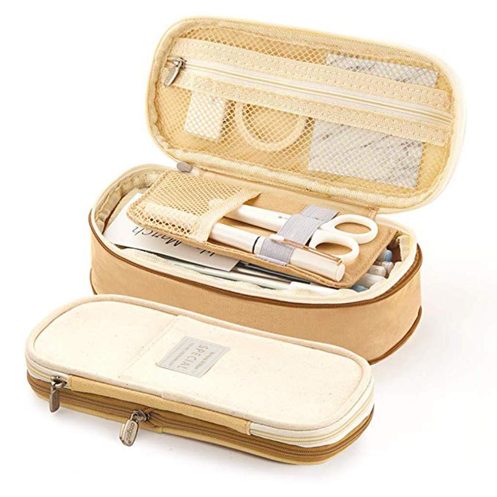 Cheap Canvas Large Capacity Pencil Case Multifunctional Zipper School ...