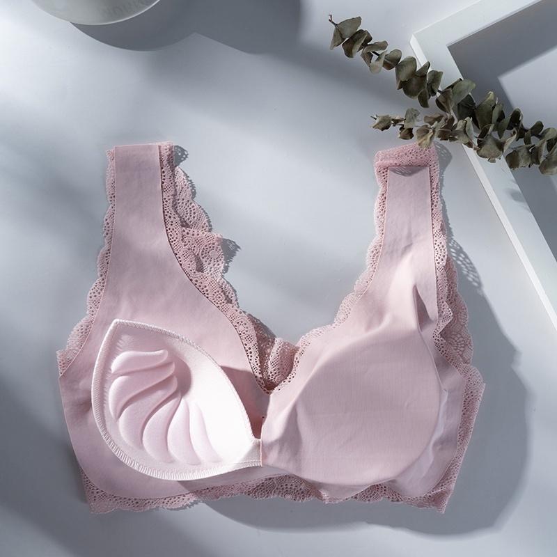 Buy Women Lace Seamless Ice Silk Padded Bra Push Up Tank Top Lingerie ...