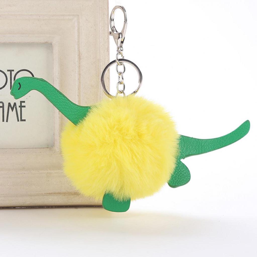 Buy Fluffy Dinosaur Pompom Key Ring Holder Keychain Car Bag Hanging ...