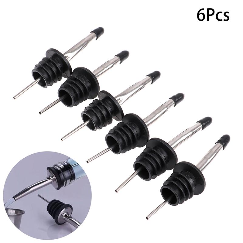 6Pcs Flow Pourer Spout Stopper Stainless Steel Liquor Spirit Wine ...